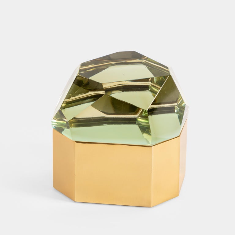 Roberto Rida Chartreuse 'Diamante Murano' Large Glass Box For Sale at ...