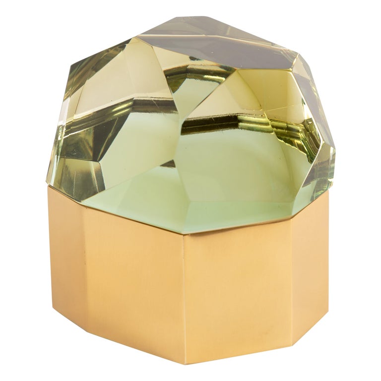 Roberto Rida Chartreuse 'Diamante Murano' Large Glass Box For Sale at ...