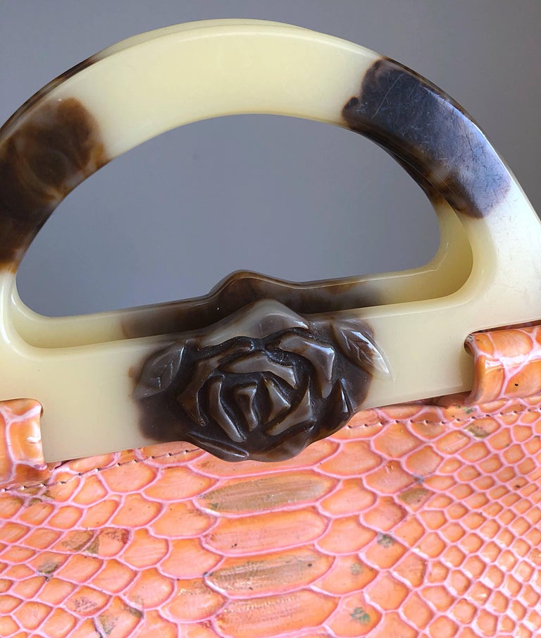 Roberto Vascon 1990s Pink Snakeskin Python One Of A Kind Satchel ...