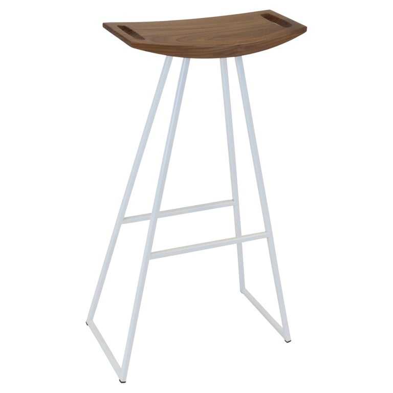 Roberts Bar Stool Walnut White For Sale at 1stDibs