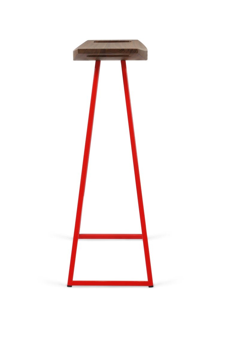 Roberts Counter Stool Walnut Red For Sale at 1stDibs