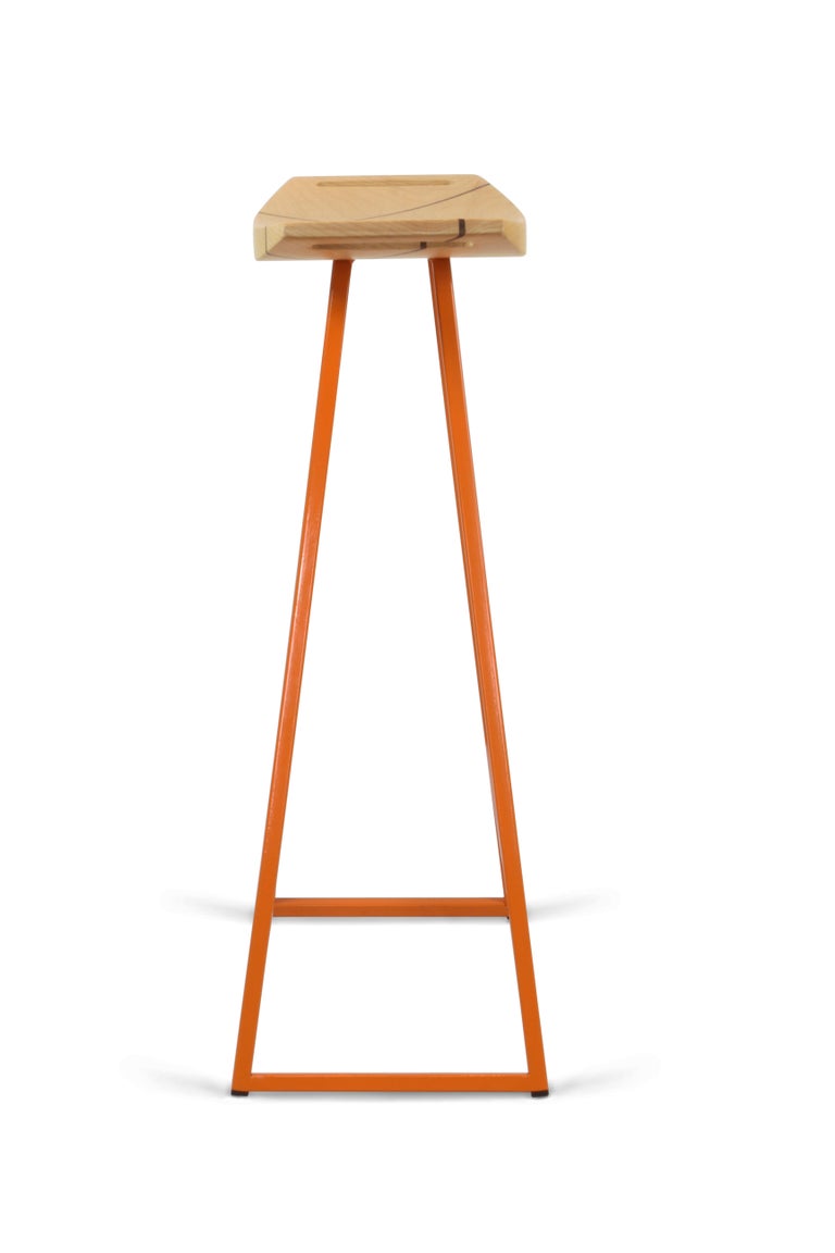 Roberts Counter Stool with Inlay Maple Orange For Sale at 1stDibs