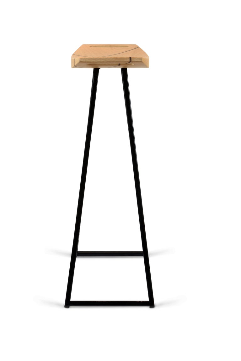 Roberts Counter Stool with Wood Inlay Maple Black For Sale at 1stDibs