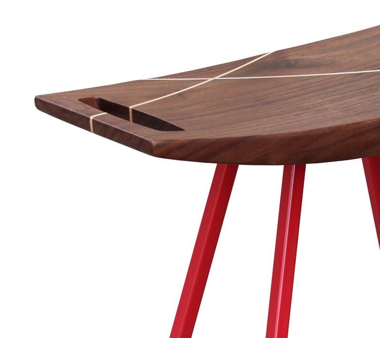 Roberts Counter Stool with Wood Inlay Walnut Red For Sale at 1stDibs