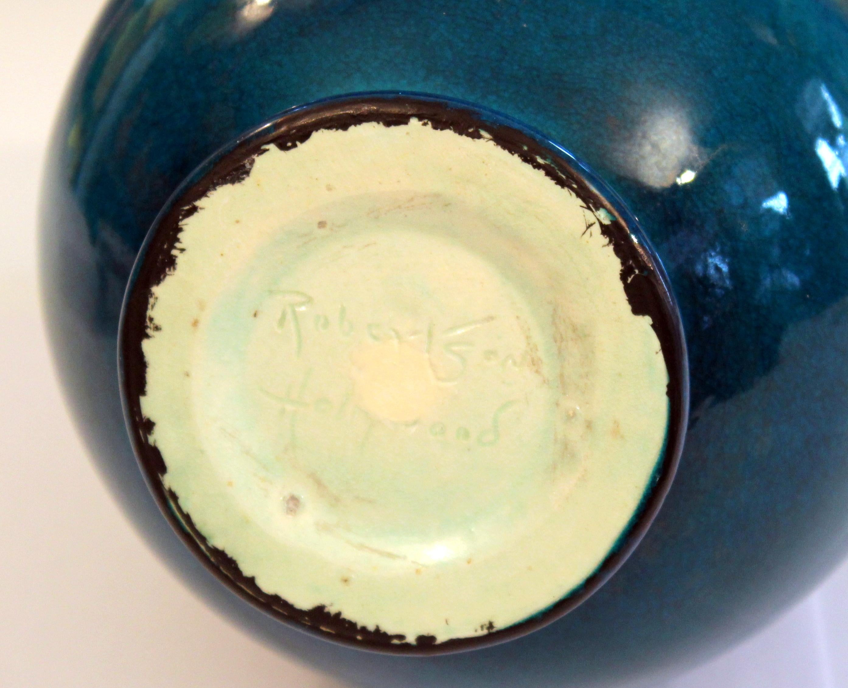 Robertson Hollywood CA Pottery Art Deco Turquoise Crackle Glaze Vintage ...