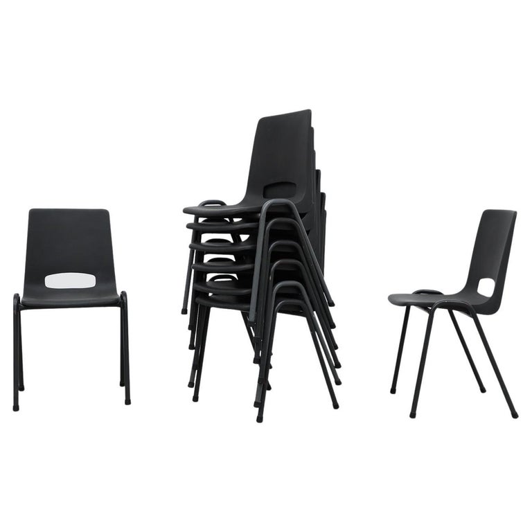 Robin Day Inspired Grey Plastic Stacking Armchairs For Sale at 1stDibs