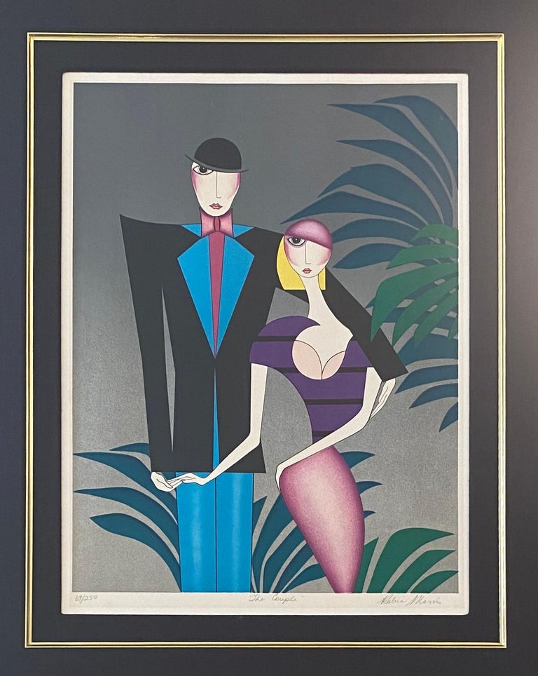 Robin Morris Hand Signed Lithograph "the Couple", Stylish Black Frame ...