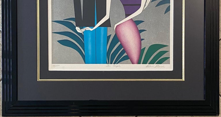 Robin Morris Hand Signed Lithograph "the Couple", Stylish Black Frame ...