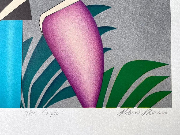 Robin Morris - THE COUPLE Signed Lithograph, Art Deco Couple Portrait, 1920’s Flapper Fashion ...