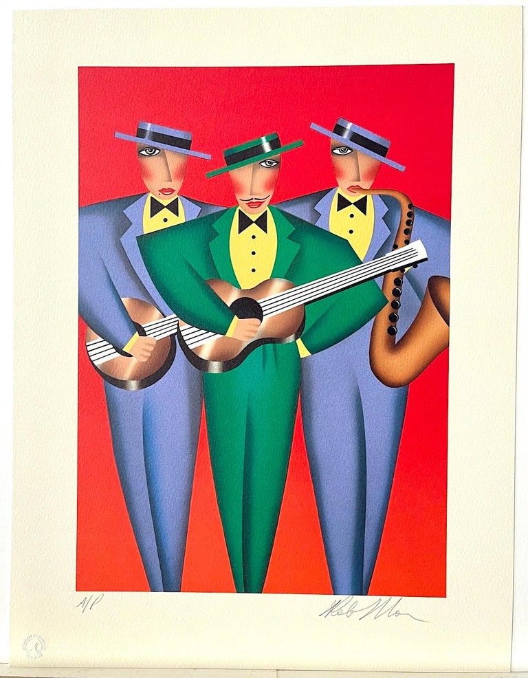 Robin Morris - TRES AMIGOS Signed Lithograph, Musical Trio, Guitars ...