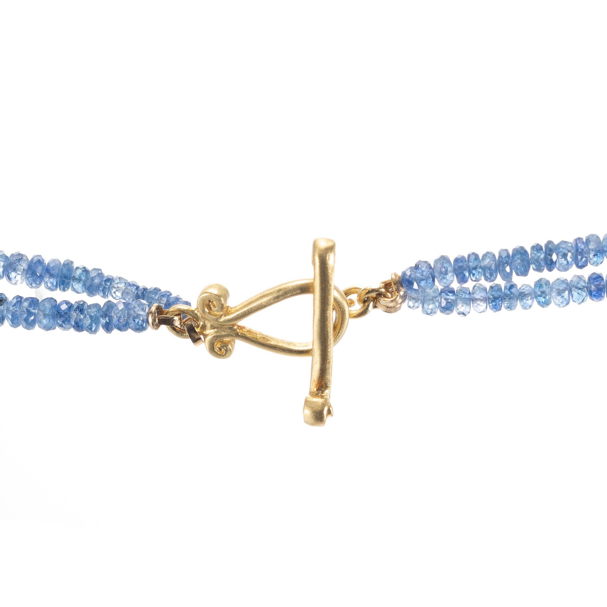 Robin Rotenier 110.00 Carat Blue Sapphire Bead Yellow Gold Multi-Strand ...