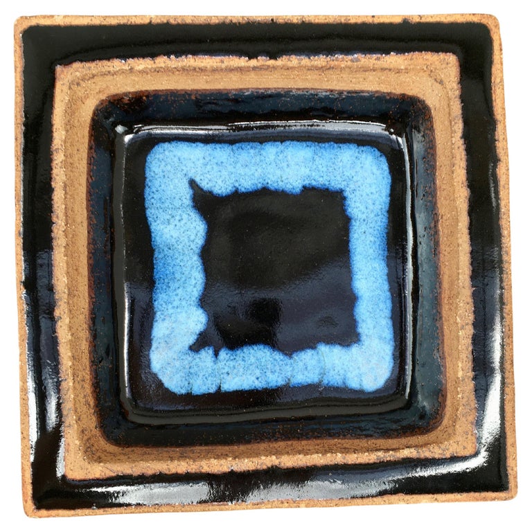 Robin Welch Signed Dated 1964 Large Square Earthenware Dish at 1stDibs