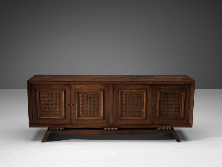 Robust Art Deco Italian Sideboard in Oak For Sale at 1stDibs