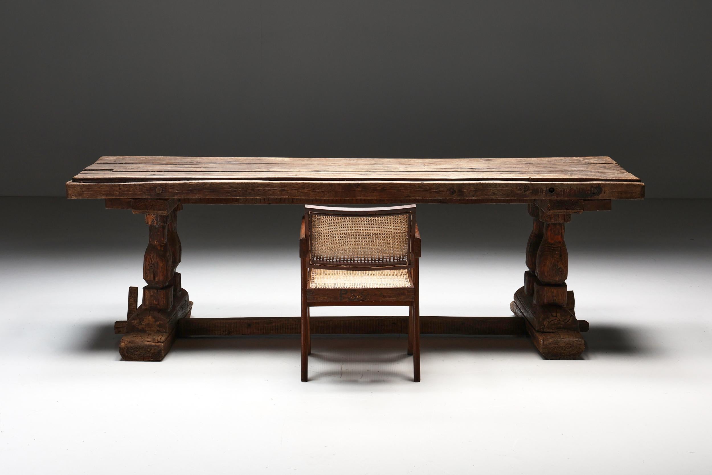 Robust Primitive Dining or Console Table, 19th Century For Sale at 1stDibs