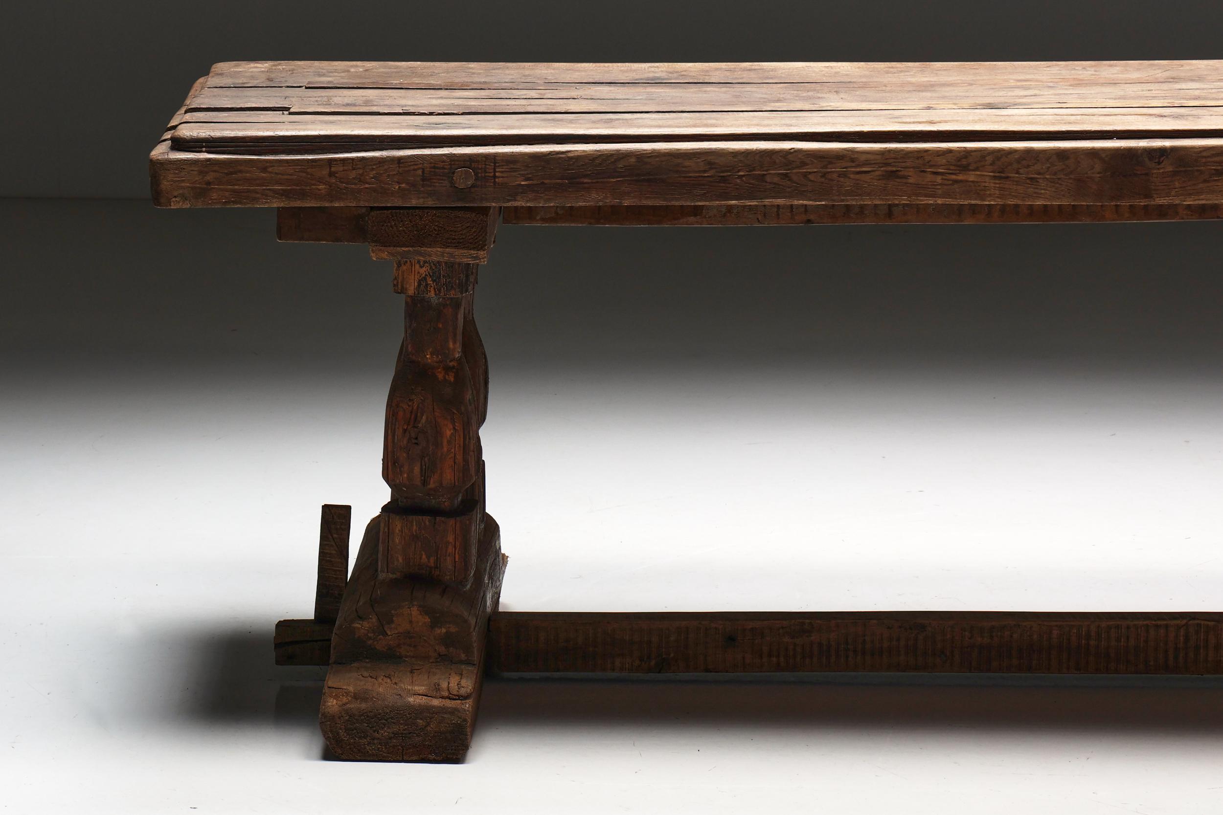 Robust Primitive Dining or Console Table, 19th Century For Sale at 1stDibs