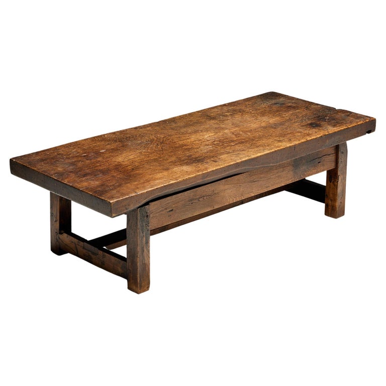 Robust Wooden Rectangular Coffee Table, France, 1940s For Sale at 1stDibs