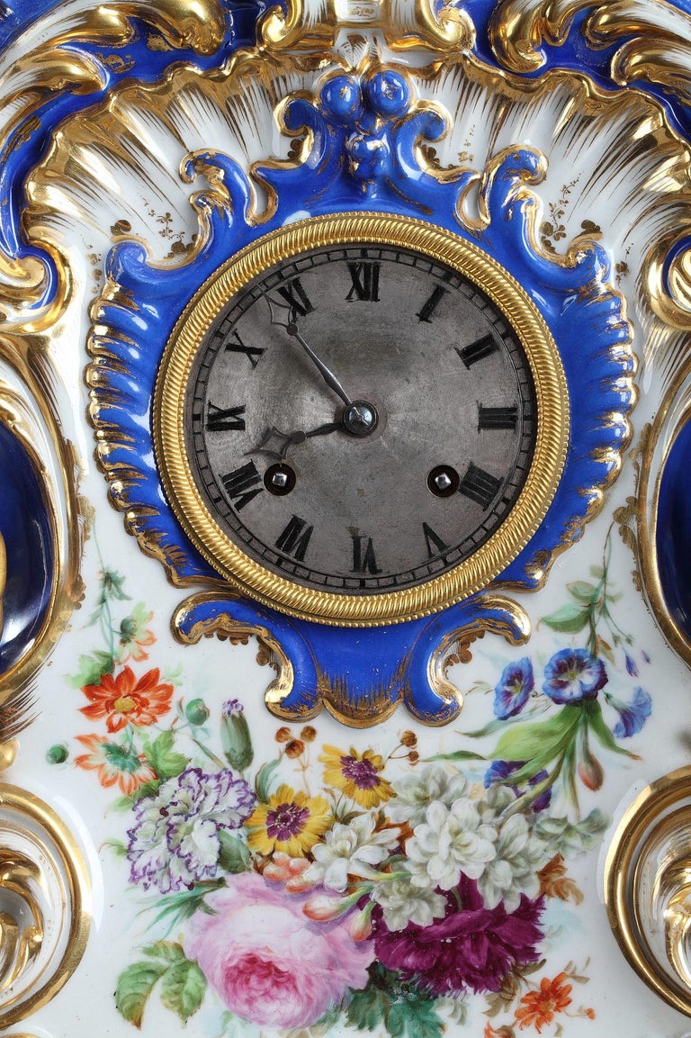 Rocaille Clock in Porcelain in the Taste of Jacob Petit 19th Century ...