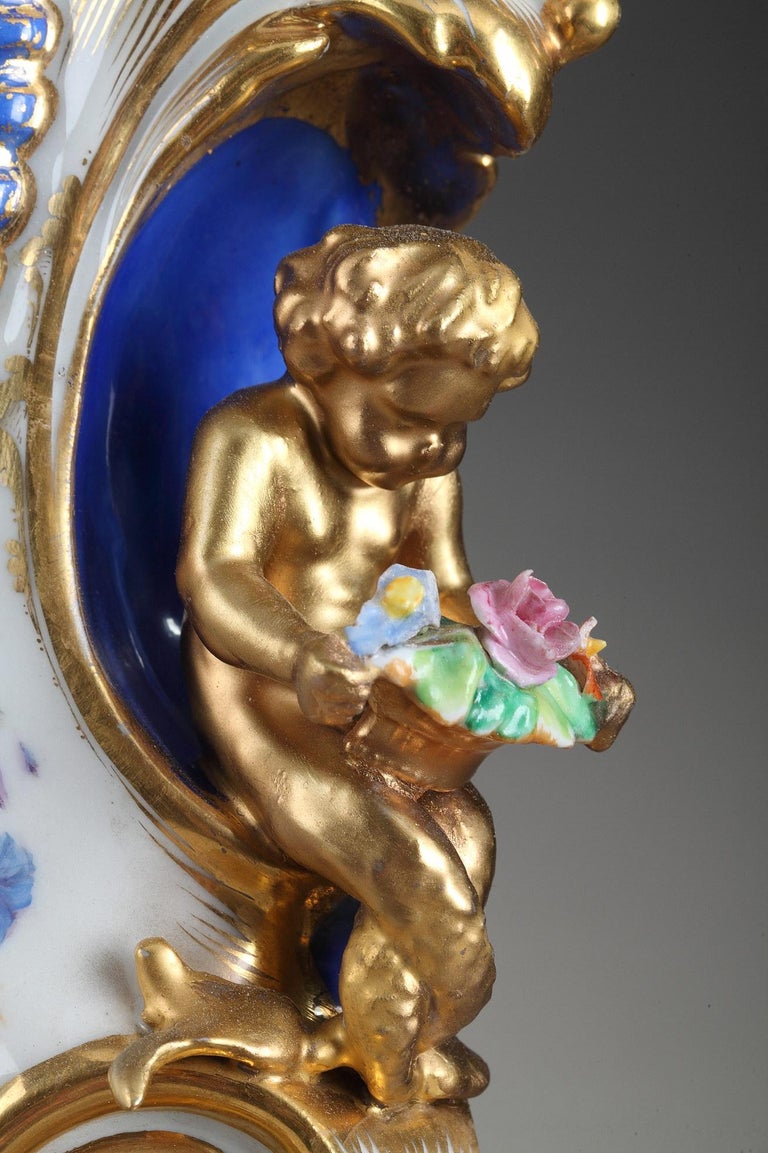 Rocaille Clock in Porcelain in the Taste of Jacob Petit 19th Century ...