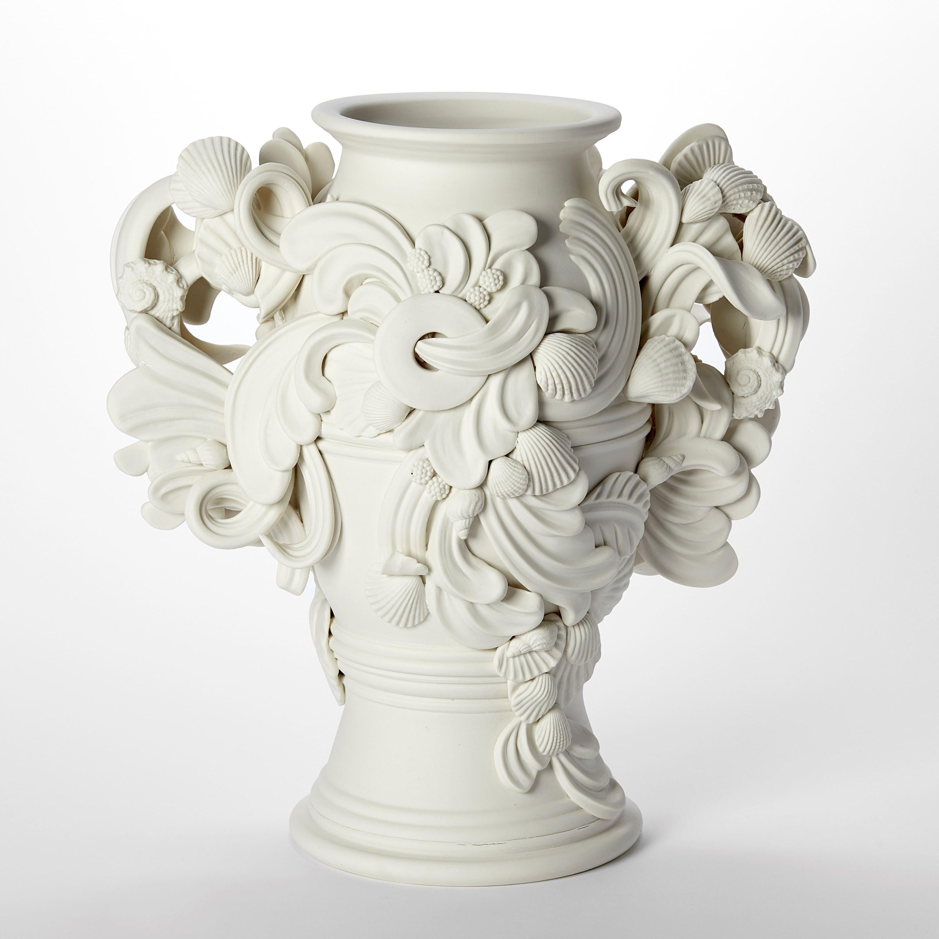 Rocaille IV, rococo inspired porcelain vessel with swirls and shells by ...