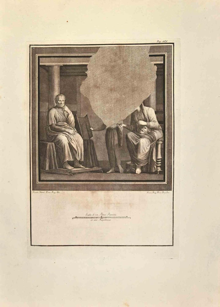 Roccus Pozzi - Fresco With Pompeian Face Mask - Original Etching by ...