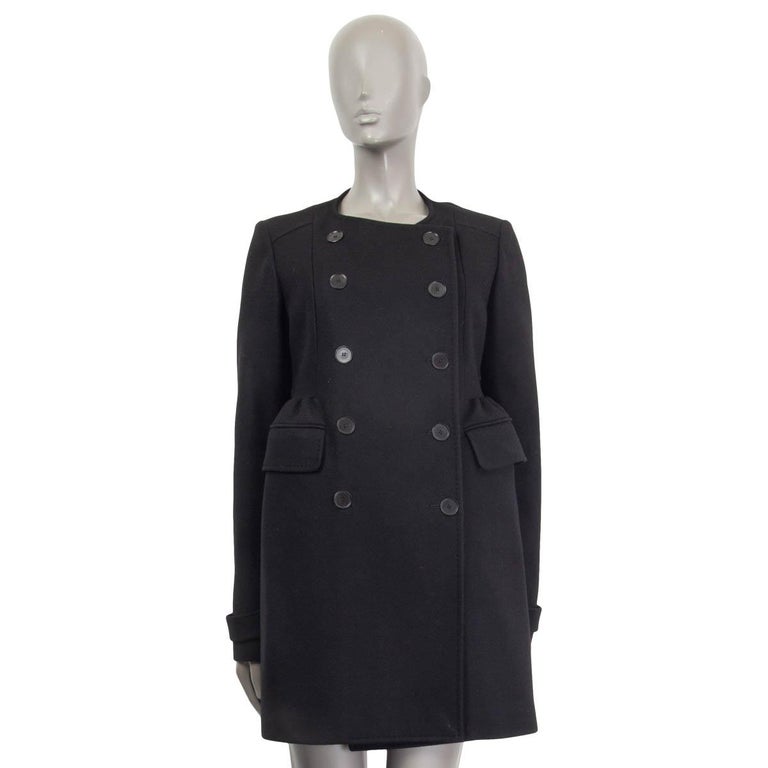 ROCHAS black wool blend DOUBLE BREASTED Peacoat Coat Jacket 44 L For ...