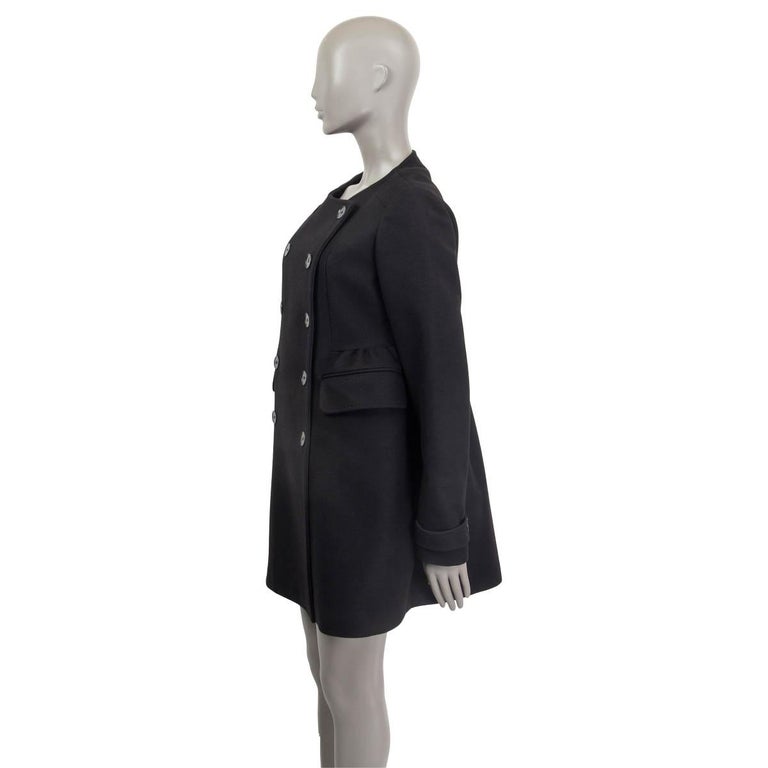 ROCHAS black wool blend DOUBLE BREASTED Peacoat Coat Jacket 44 L For ...