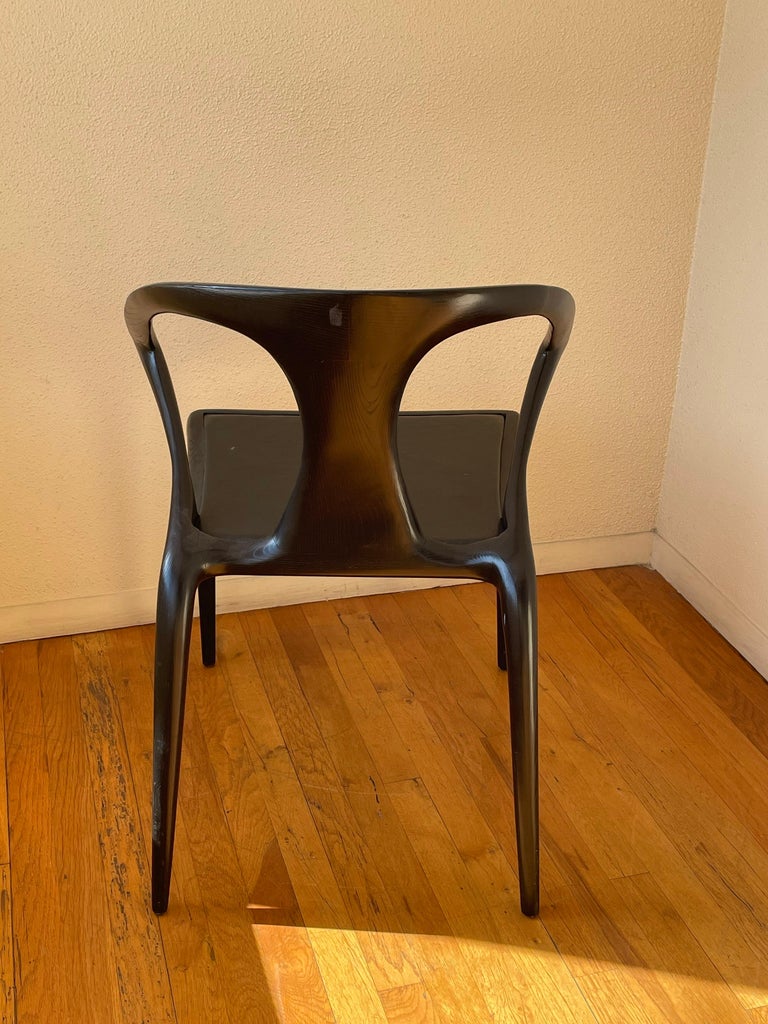 Roche Bobois Ava Armchair in Ebonized Oak and Leather Seat at 1stDibs ...