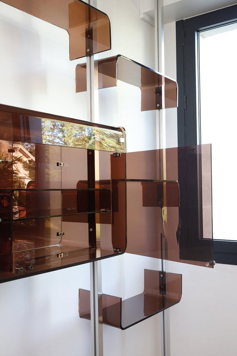 Roche Bobois bookcase in smoked plexiglass by Michel Ducaroy at 1stDibs