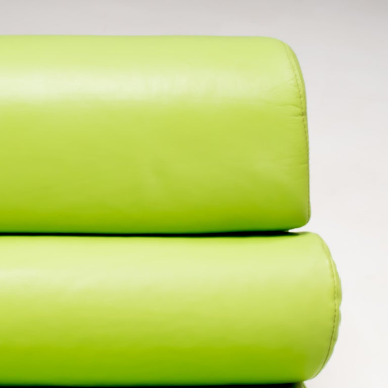Roche Bobois by Hans Hopfer Virgule Lime Green Leather Swivel Lounge ...