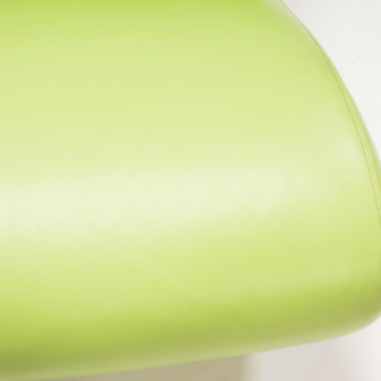 Roche Bobois by Hans Hopfer Virgule Lime Green Leather Swivel Lounge ...