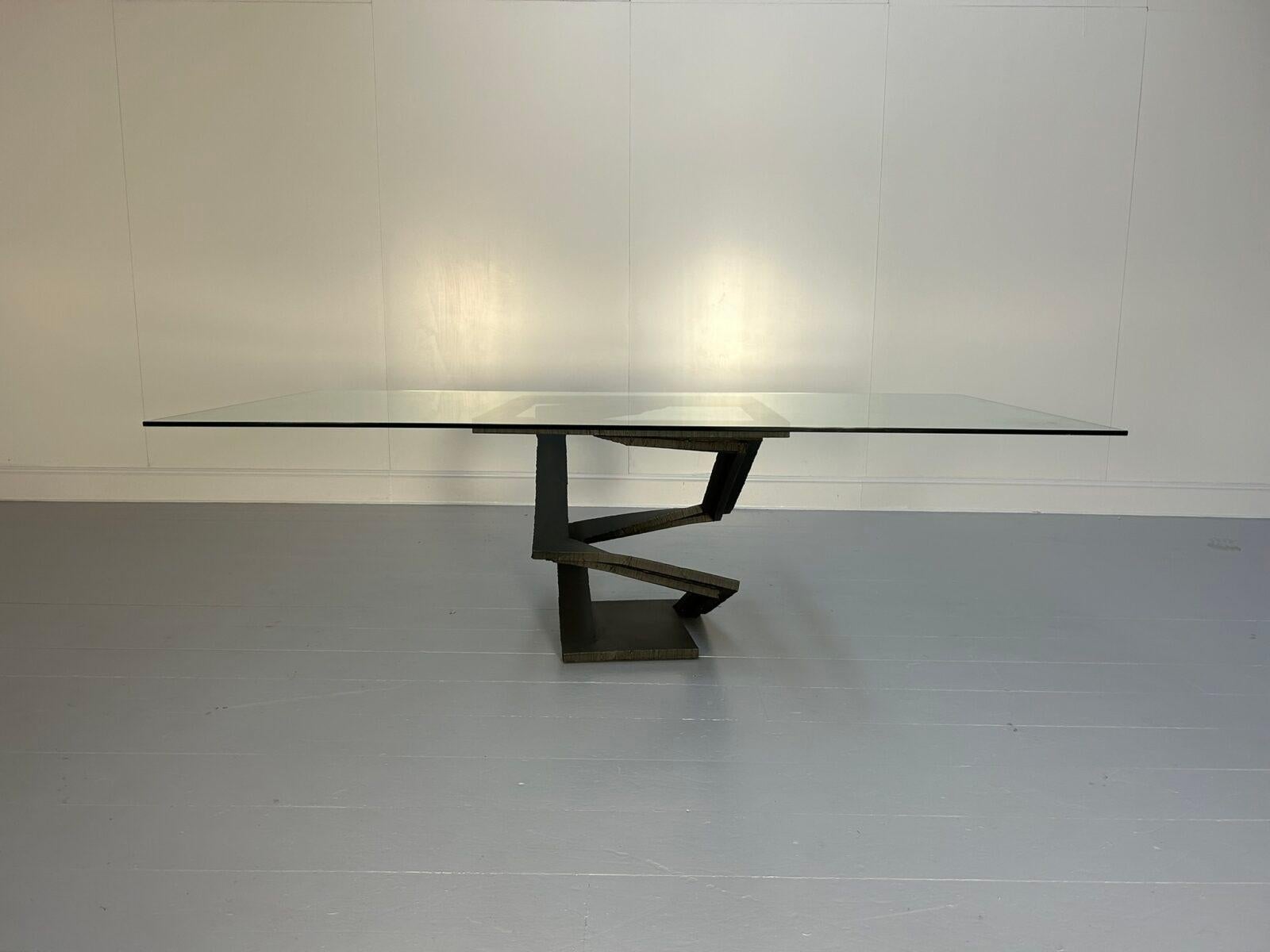 Roche Bobois "Fleur de Fer" Dining Table - In Glass and Steel For Sale at 1stDibs