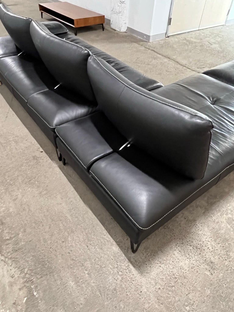 Roche Bobois Leather Sectional "Scenario" Sofa and Coffee Table by Sacha Lakic at 1stDibs