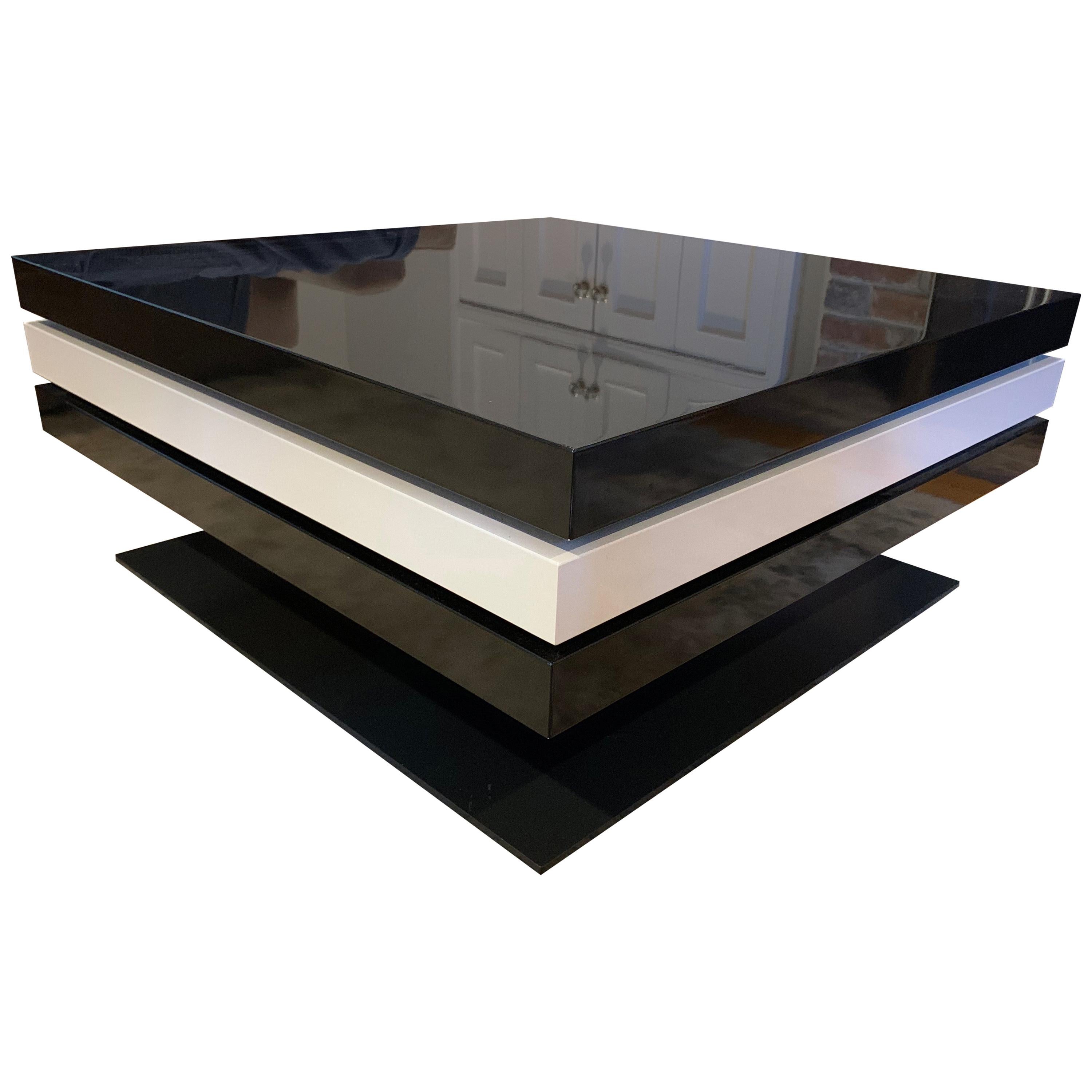 Midcentury Nickel Three-Tier Swivel Coffee Cocktail Table, 1970s at 1stDibs