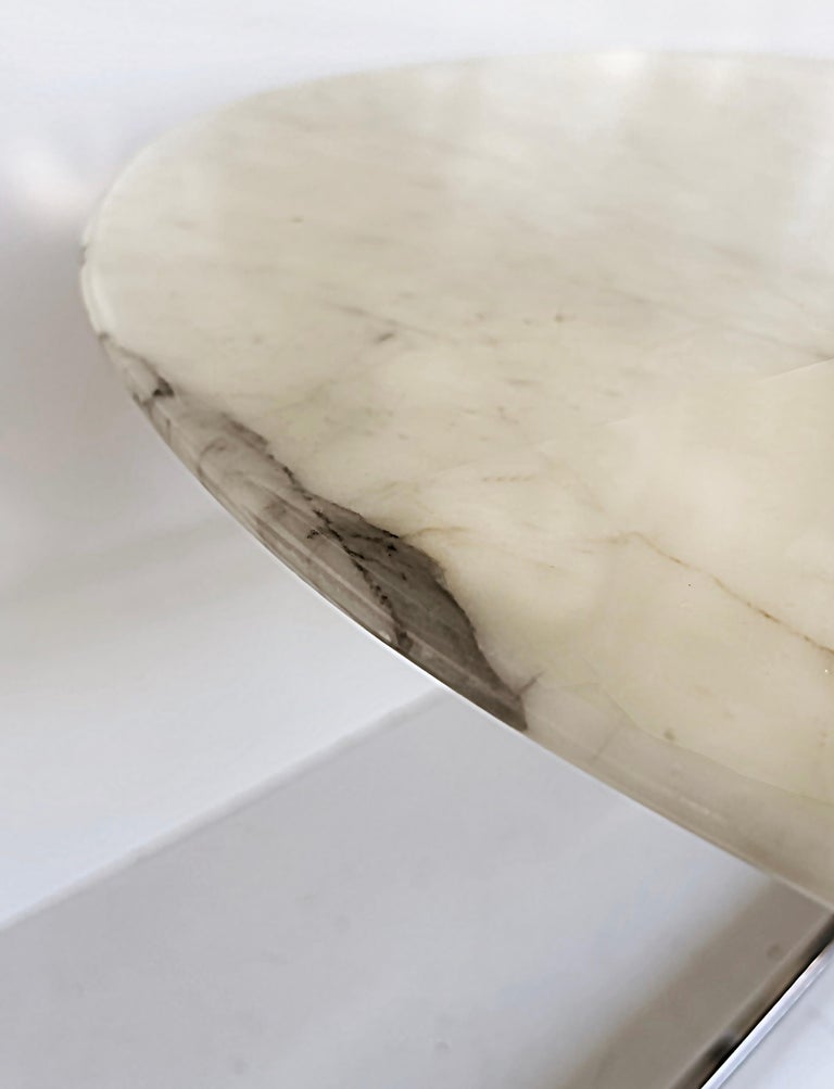 Roche Bobois Stainless Steel Marble Dining Table, Knoll Style For Sale ...