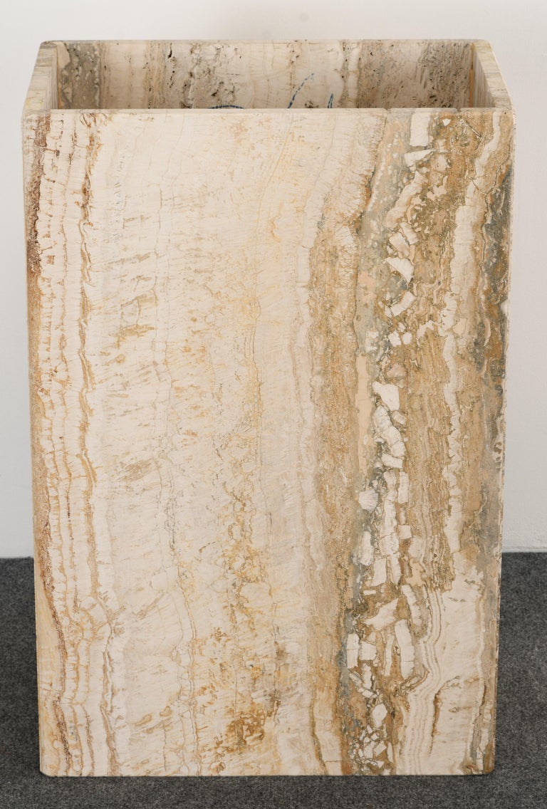 Roche Bobois Style Travertine Marble Console Table, 1980s at 1stDibs