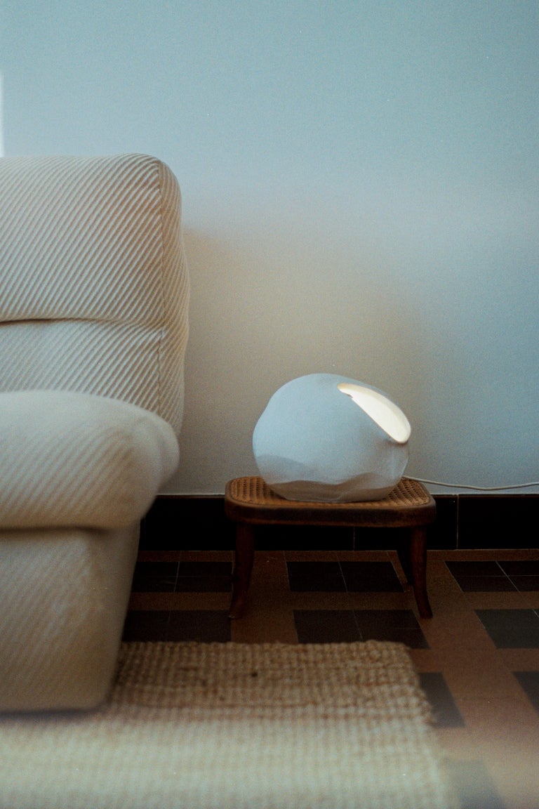 Roche Ceramic Table Lamp Unique Piece by the French Artist Léa Bigot ...