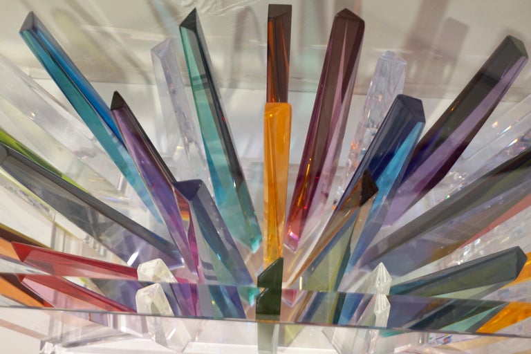 Rock Acrylic Blue Purple Yellow Multi-Color Console with Clear Beveled ...