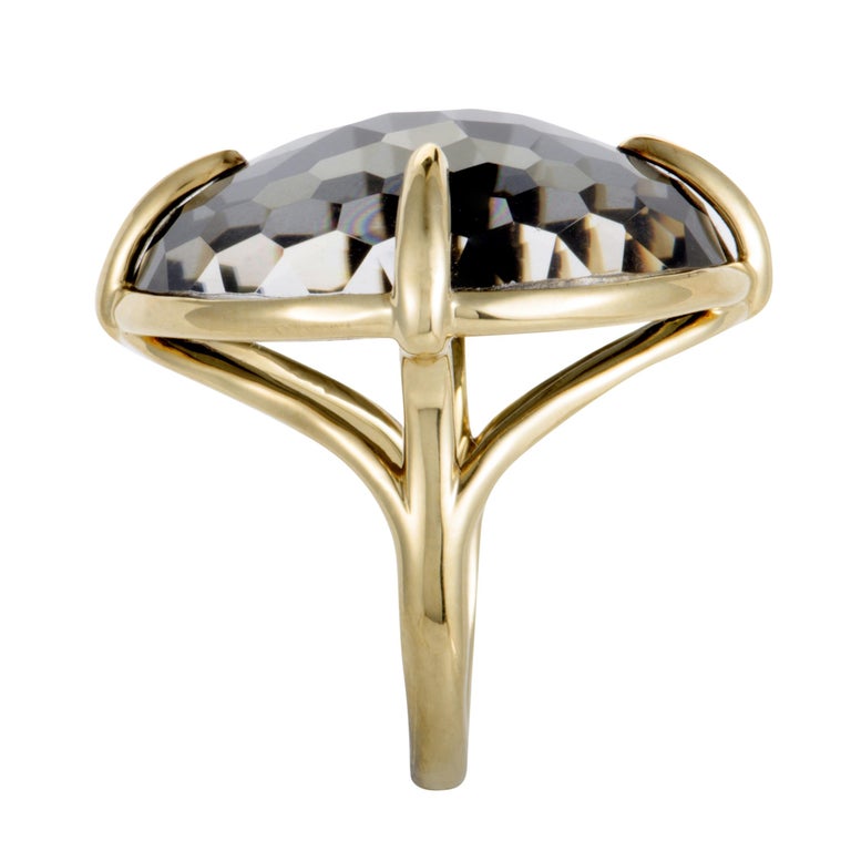 Rock Candy 18 Karat Yellow Hematite and Quartz Large Round Ring at 1stDibs