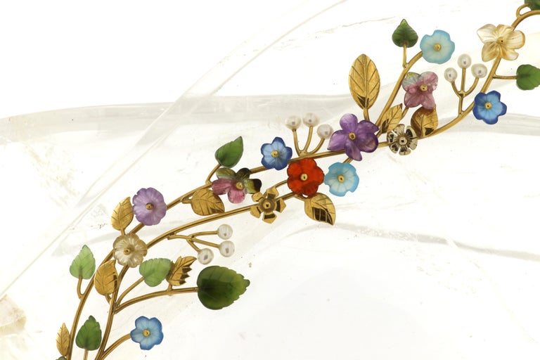 Rock Cristal Box with Yellow Gold Elements and Semiprecious Stones as ...