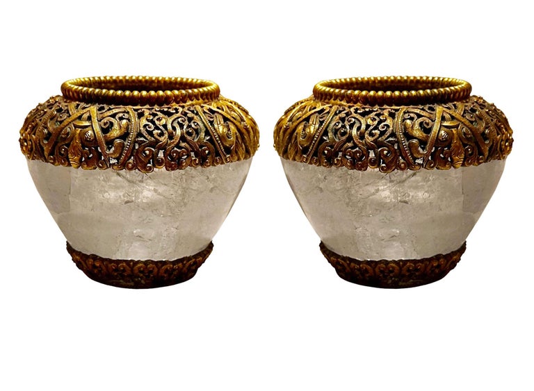 Rock Crystal and Bronze Vases For Sale at 1stDibs