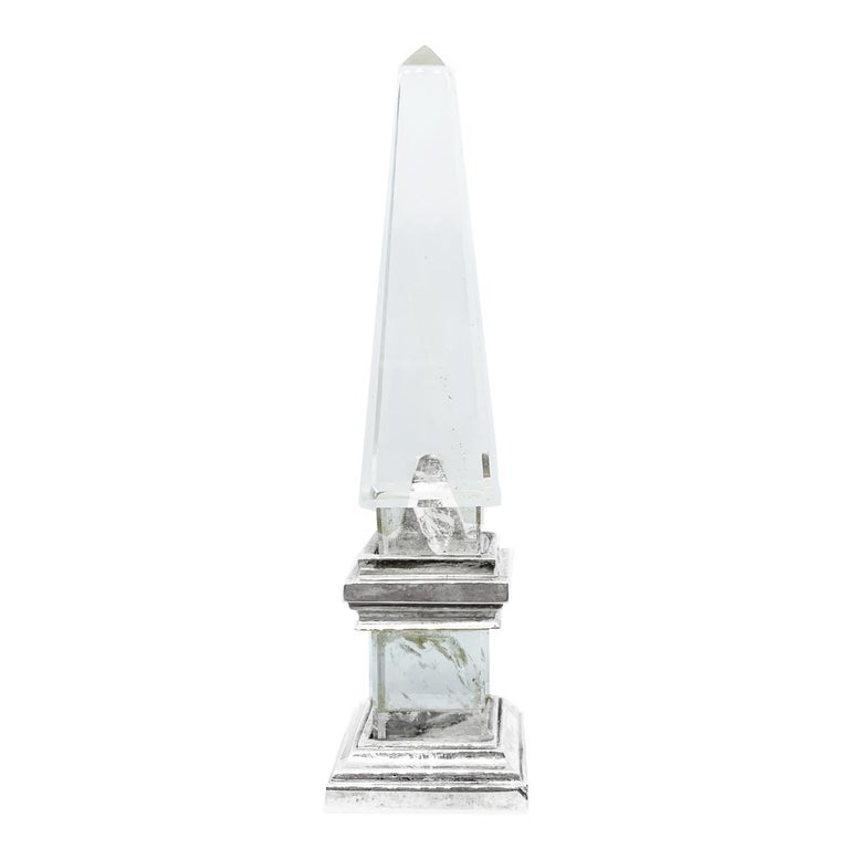 Rock Crystal and Sterling Silver Place-Holder Obelisk at 1stDibs