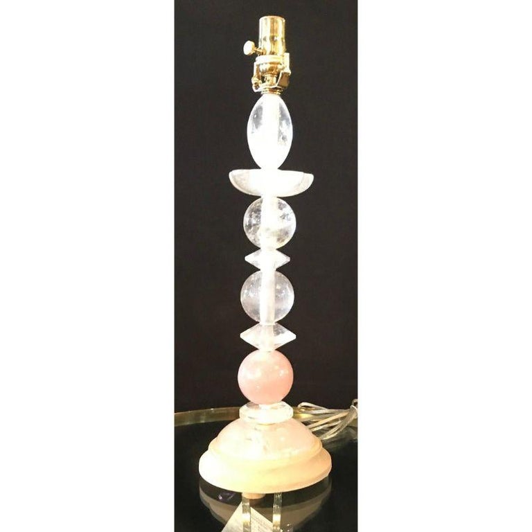 Rock Crystal Art Deco Ball and Plate Shaped Table Lamps, a Pair For ...