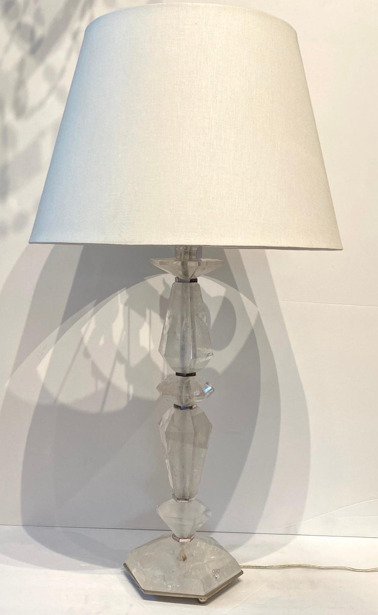 Rock Crystal Candlestick Table Lamp For Sale at 1stDibs