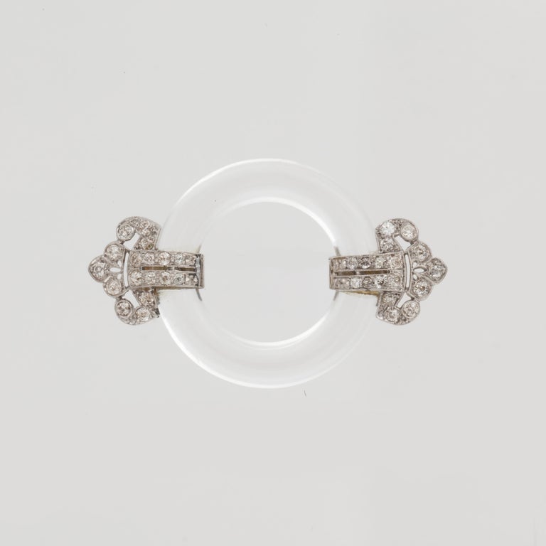 Rock Crystal Diamond Platinum Pin at 1stDibs