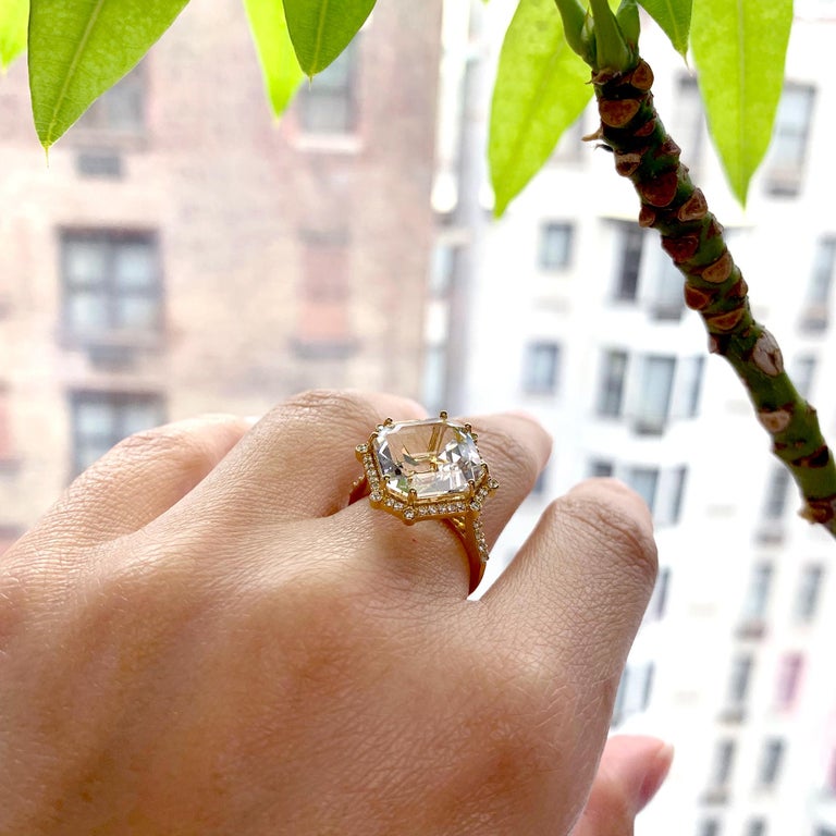 Goshwara Octagon Rock Crystal And Diamond Ring For Sale at 1stDibs