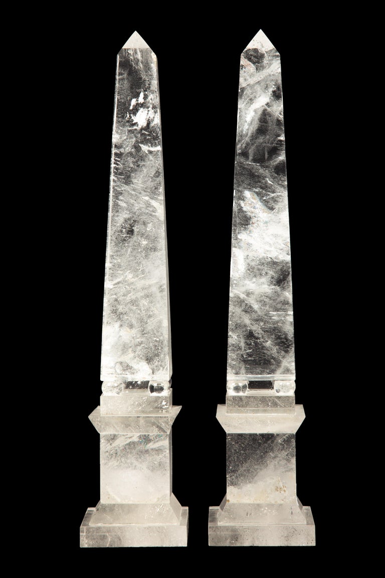Rock Crystal Obelisk, 11.5" Pair For Sale at 1stDibs