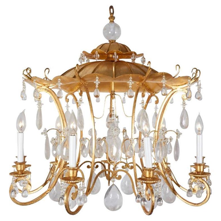 Rock Crystal Pagoda Chandelier For Sale at 1stDibs