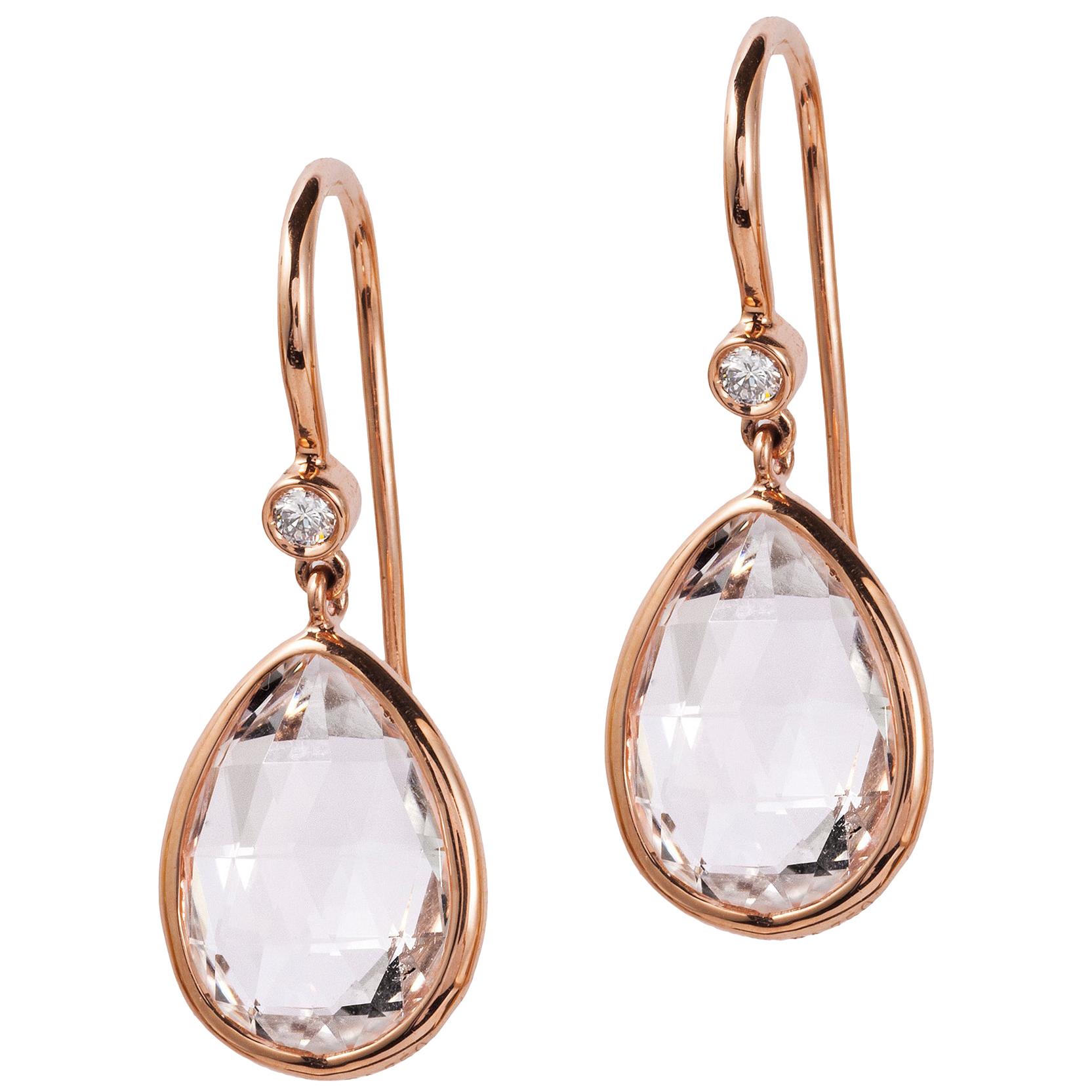 Goshwara Pear Shape Rock Crystal And Diamond Earrings For Sale at 1stDibs