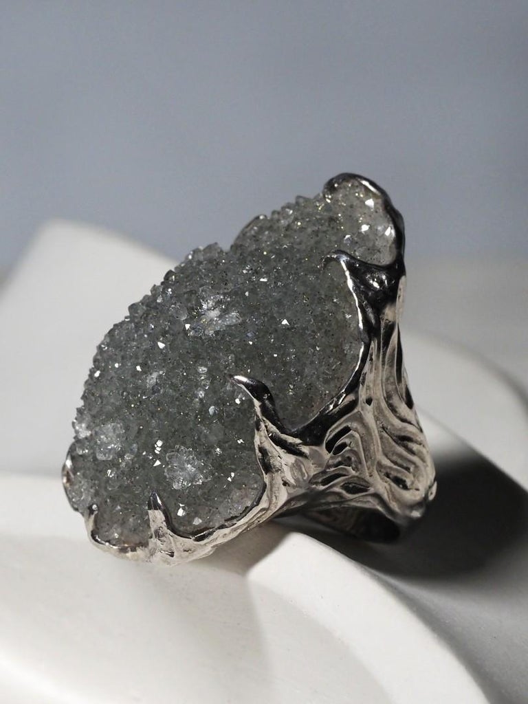 Rock Crystal Ring Silver Raw Uncut Crystals Grey Lord of the Rings ...