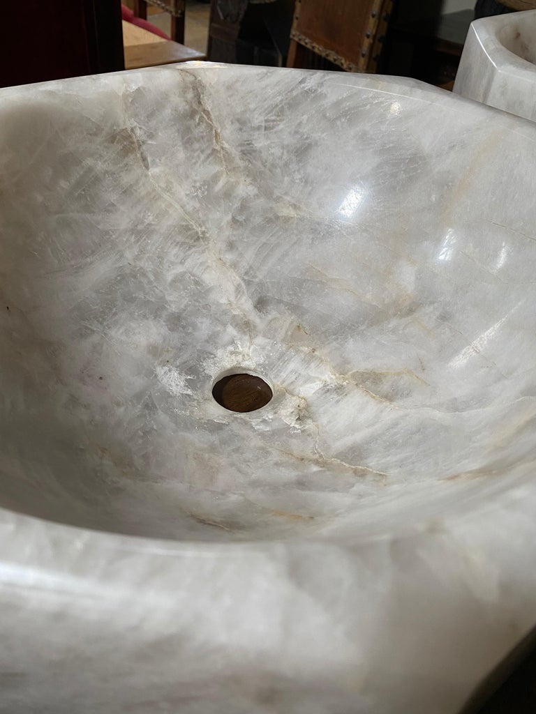 Contemporary Octagonal Rock Crystal Sink from Brazil at 1stDibs